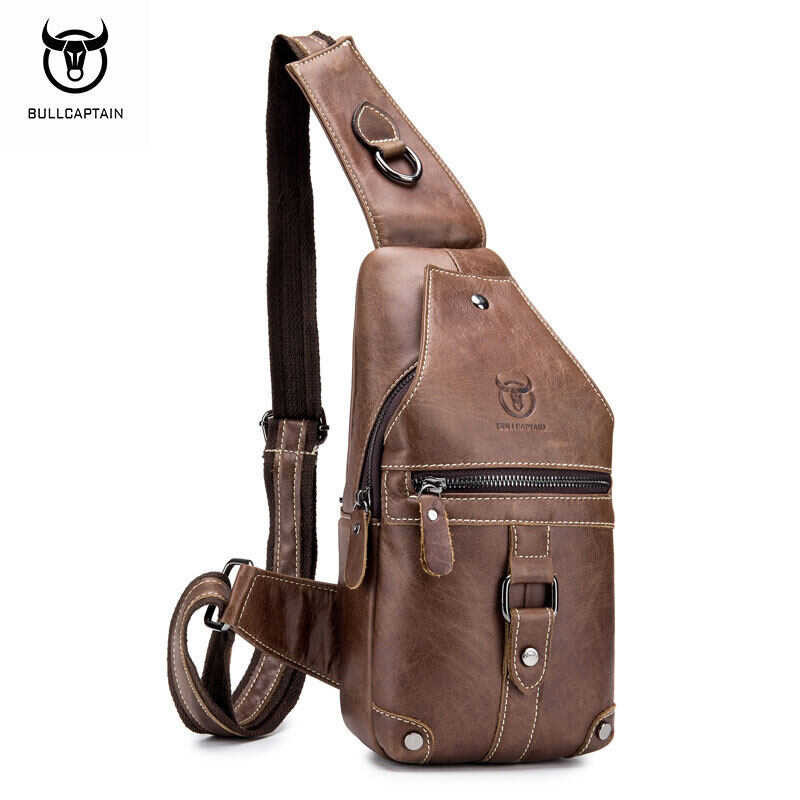 Crossbody BULLCAPTAIN Lalaki Shoulder Leather Outdoor Storage Chest Bag ...