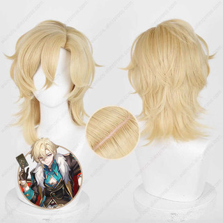 C5 HSR Aventurine Cosplay Wig 40Cm Long Light Gold Hair Heat Resistant ...