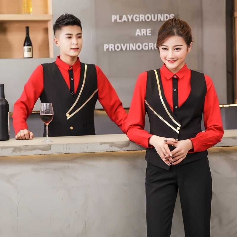 Arrival Men New Bar Uniform Vest Western Restaurant Waiter Shirt Coffee ...