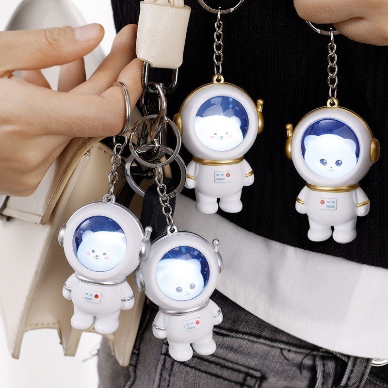 Cute Bear Star Astronaut Luminous Keychain - Couples Creative Night ...