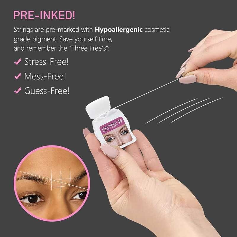 Mapping String White For Microblading Brow Map Line Premium Pre-Inked Measuring Tool For Eyebrow ...