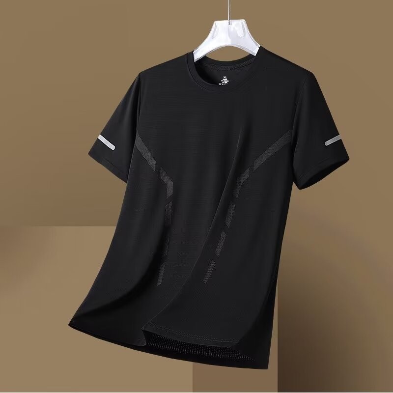 [4 Colors] M-5XL Men's Ice Silk Dri-fit Shirt Quick-Dry Sports Solid ...