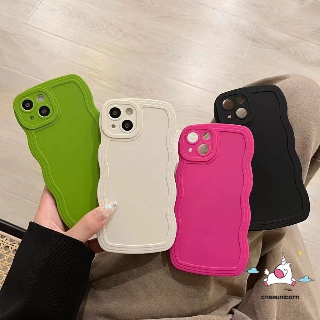 Luxury New Wavy Edge Simple Solid Color Phone Case Compatible For ...