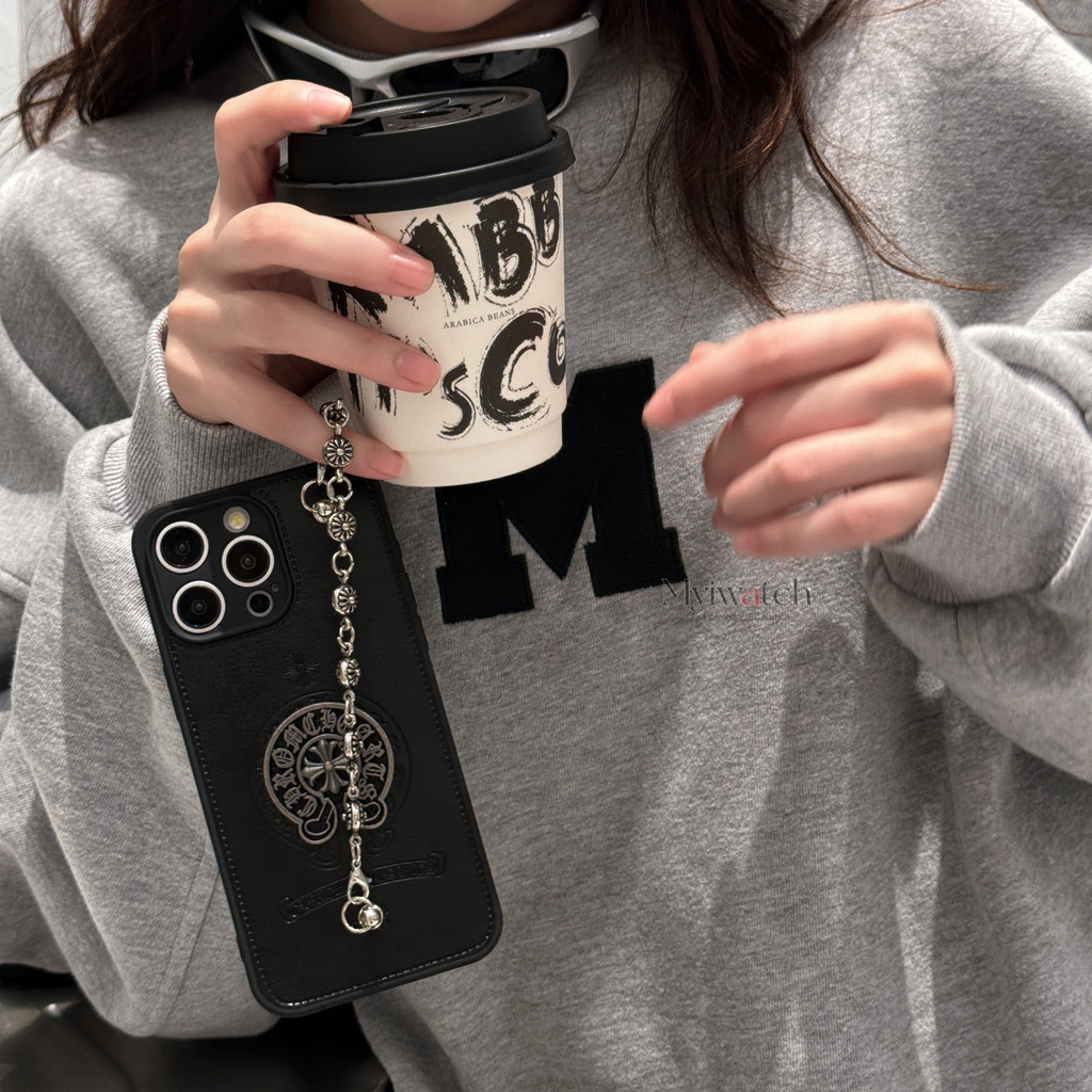 Chic Chrome Heart Leather Case For iPhone 16 15 14 13 12 11 Pro Max X XS XR XSMAX Metal ...