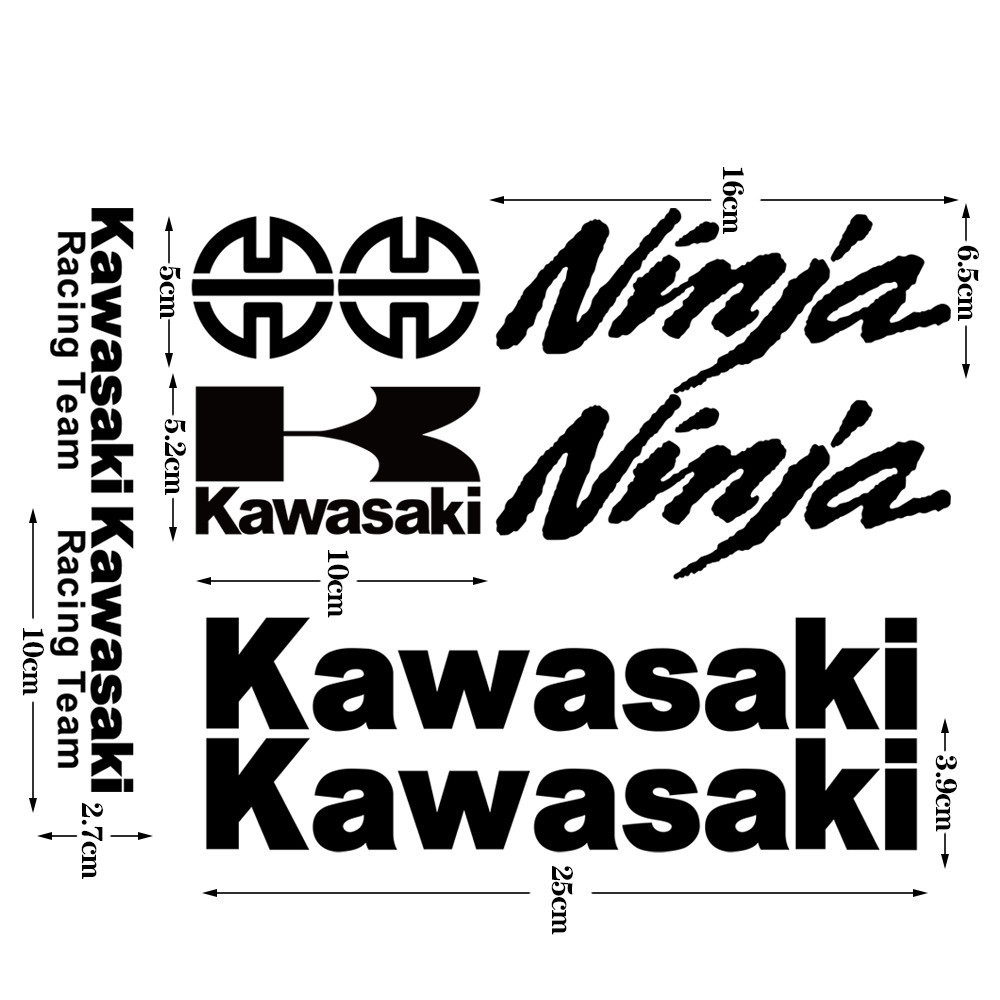 Kawasaki Reflective Stickers Motocycle Front Body Logo Fuel Tank Epoxy ...