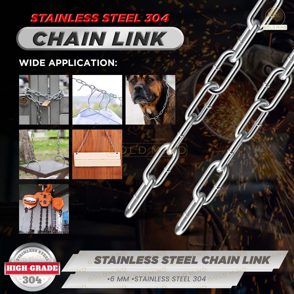 Stainless Steel 304 Link Chain Strong, Heavy Duty Chain & Rustproof ...