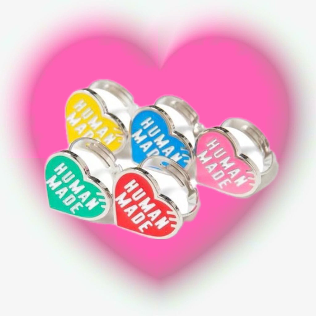 HUMAN MADE Trendy Brand Ring HEART RING Alloy Nigo Red Blue Yellow Love ...