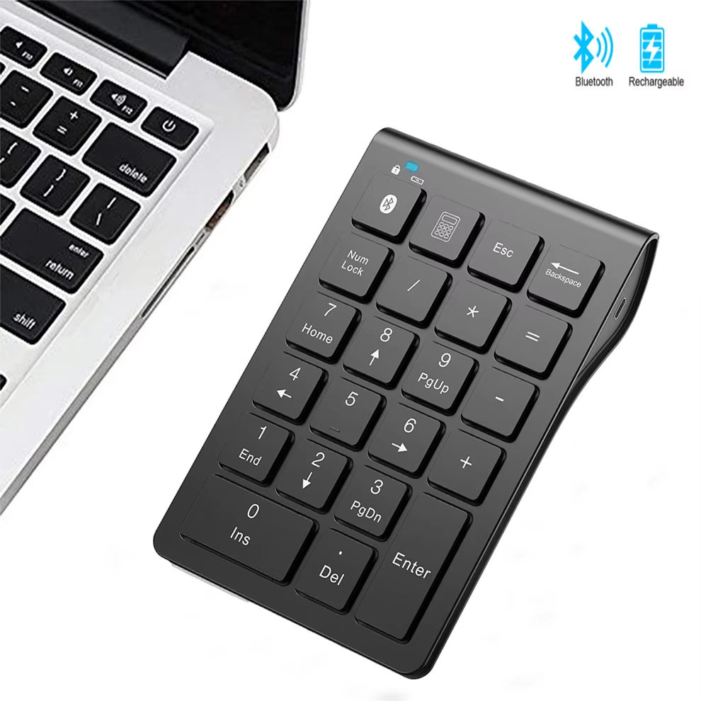 Rechargeable Wireless Numeric Keypad Bluetooth Number Pad Slim 22-Keys ...