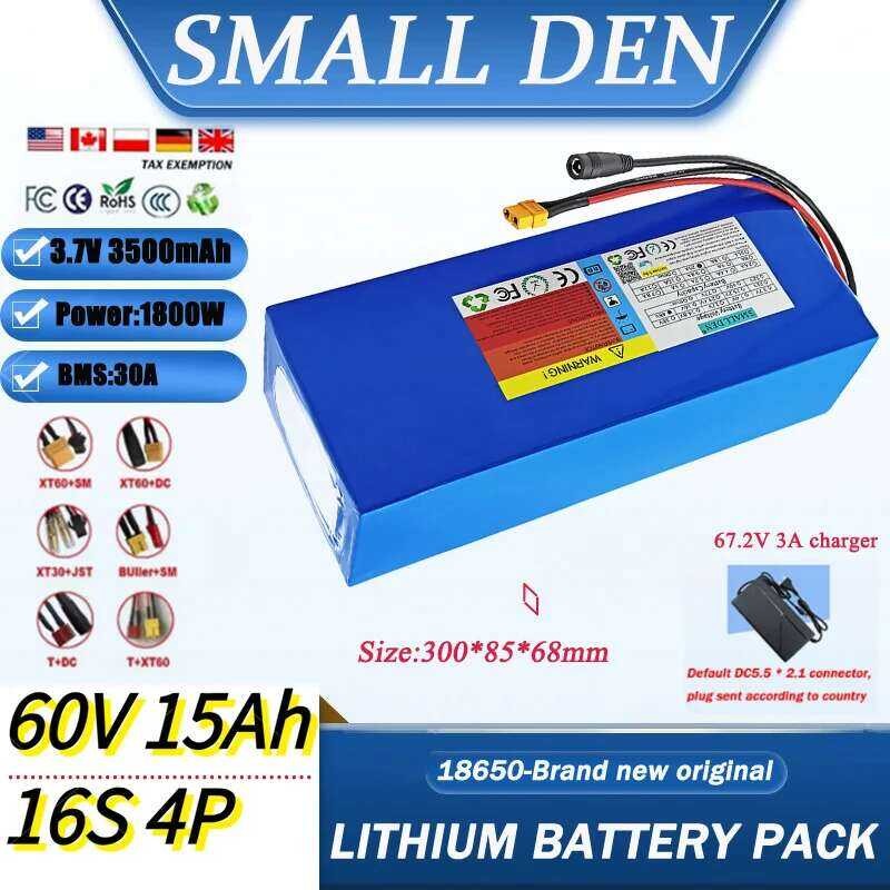 60V 15Ah 18650 16S4p Lithium Ion Battery Pack 1800W Power Tool ...