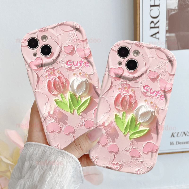 Pink Tulip Love Flower Casing For Realme C75 C75X Note 50 C65 C63 C61 ...