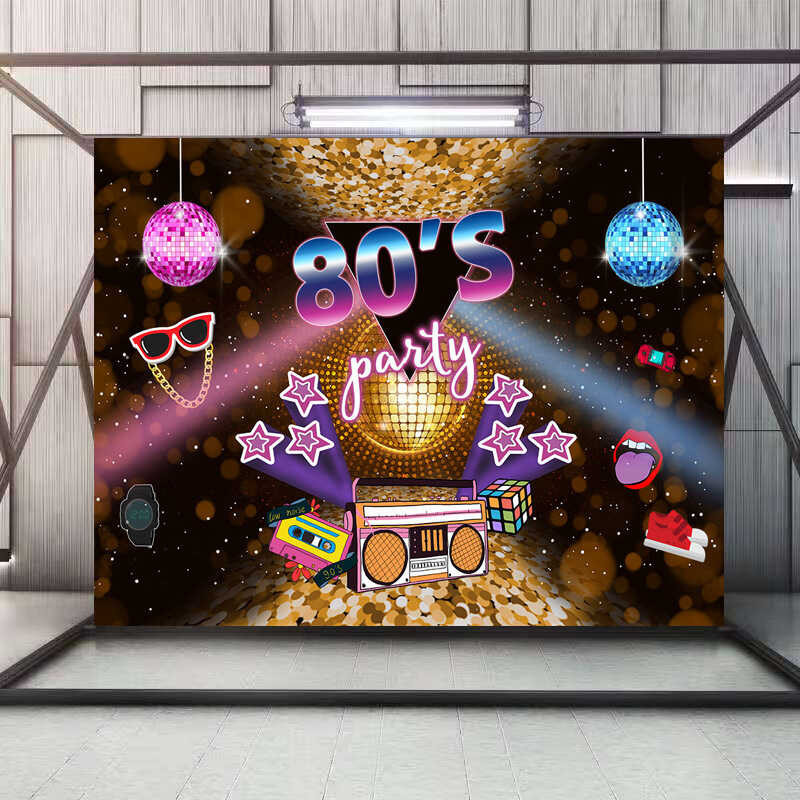 Theme ♞ 80S Music Disco Party Backdrop Graffiti Dance Show Time Stage ...
