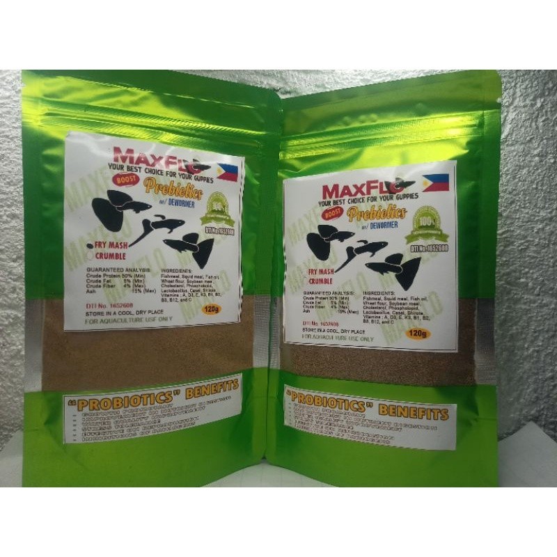 ♈ Maxflo guppy classic fish foods feeds and probiotic with free ...