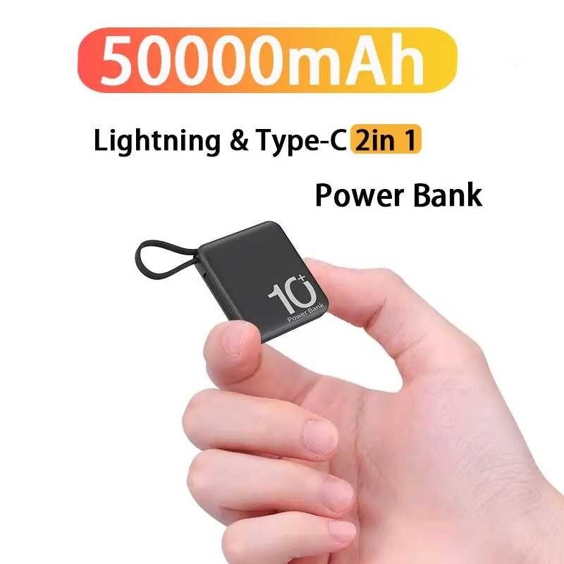 Mini Power Bank Built-In Cord Portable Micro Compact Power Bank ...
