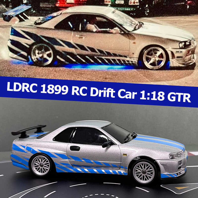 LDRC 1/18 GTR R34 RTR LD1899 2.4G Drift RC with LED Light Built in Gyroscope - Metal Remote ...