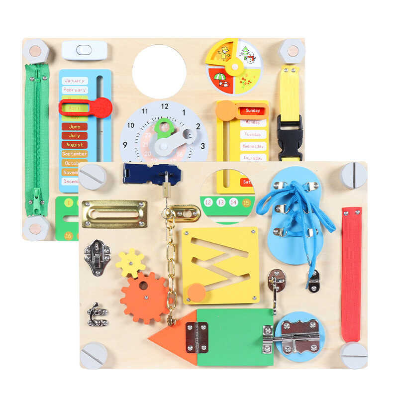 Montessori Wooden Busyboard Double Sided Busy Board Unlock Toys Life ...