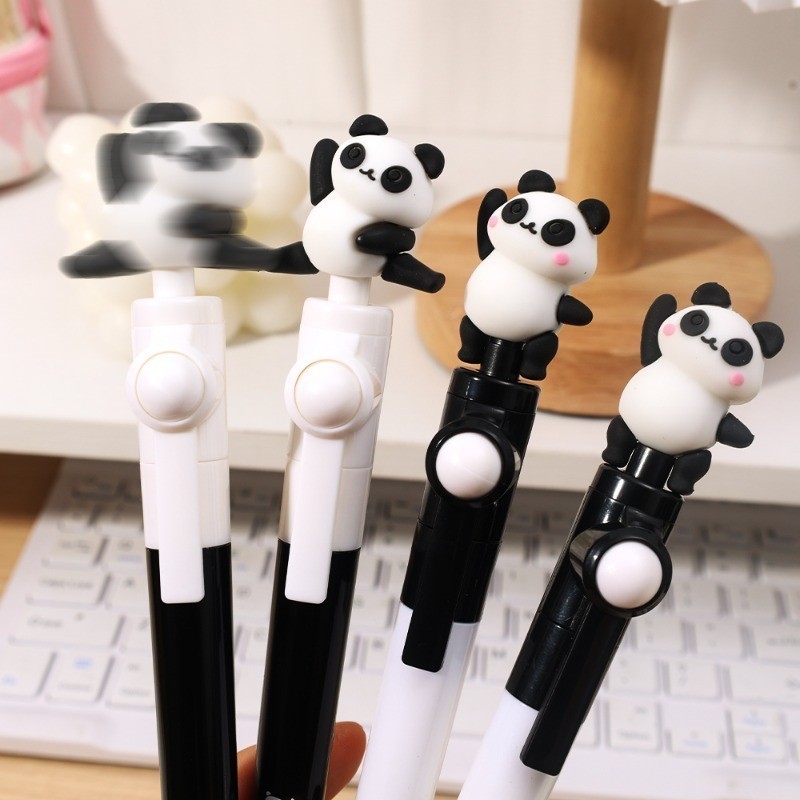 3Pcs/Set Creative Panda Rotating Gel Pens - Black Ink Signature Pens ...