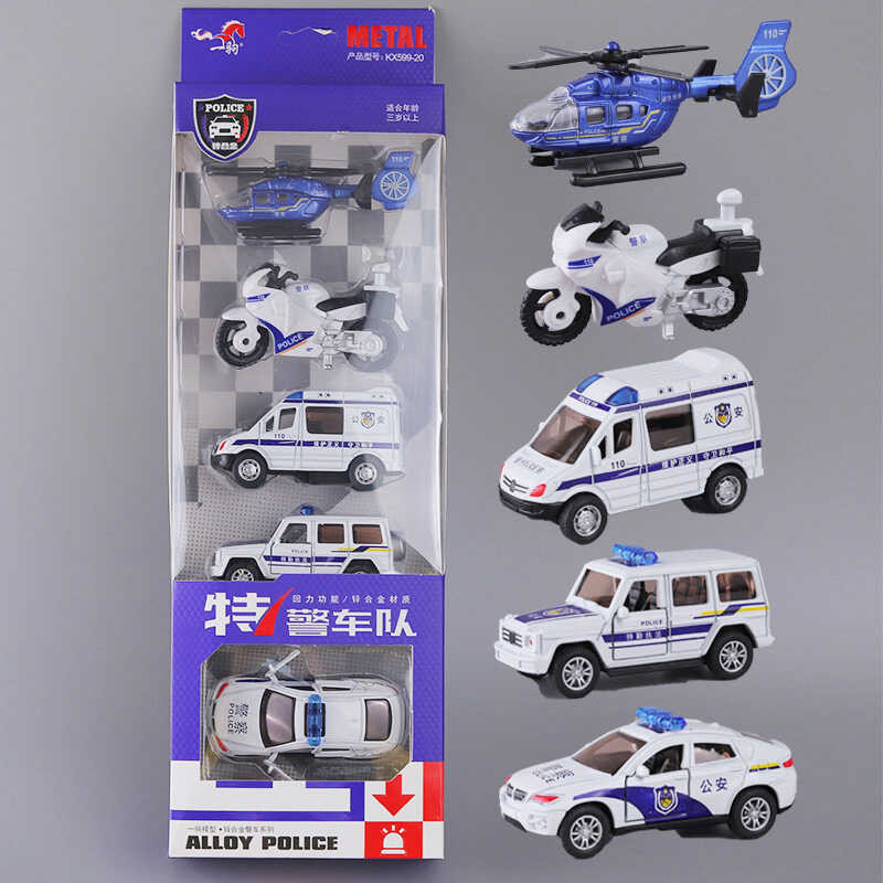 ren's police car set toy car alloy rebound mini simulation car model ...