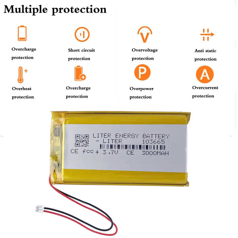 1.25 JST mm Plug 103665 Lithium Polymer Battery 3.7V 3000mAh For Open ...