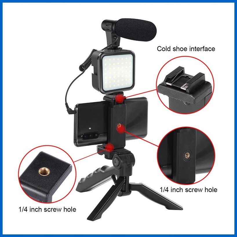 RISE Vlogging Set Equipment Smartphone Video Kit Phone Vlogger LED ...