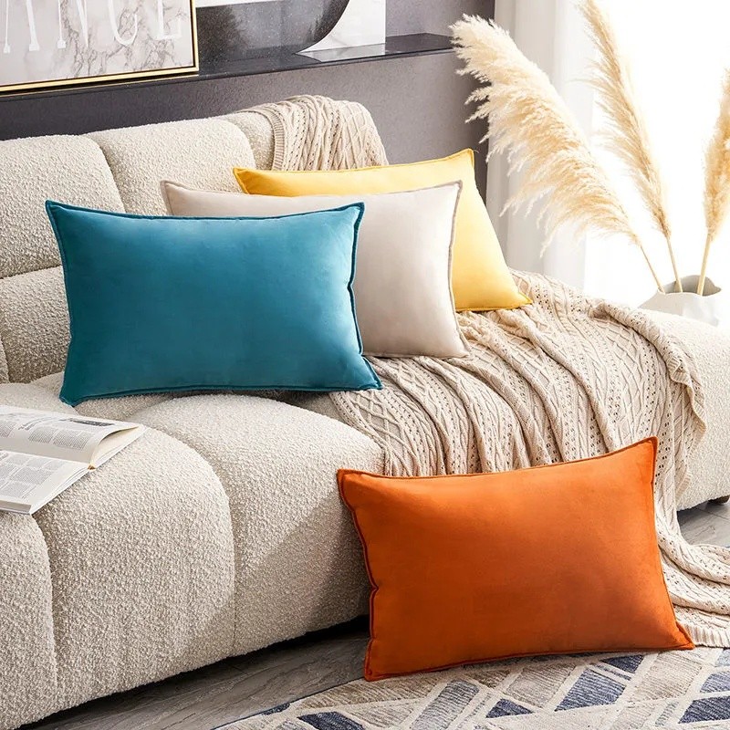 in stock Nordic Velvet Pillow Sofa Back Cushion Living Room Large ...