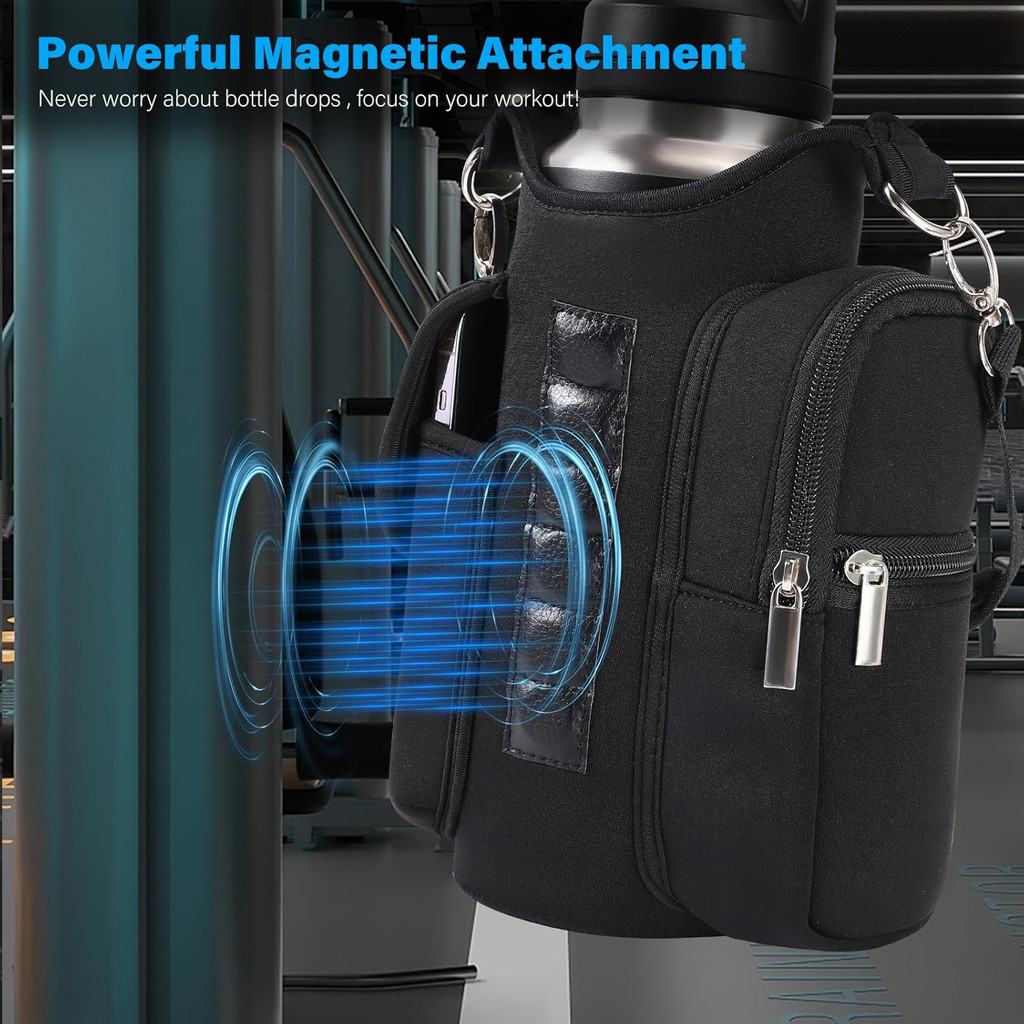 Magnetic Gym Bag Water Bottle Carrier Holder with Phone Pockets ...