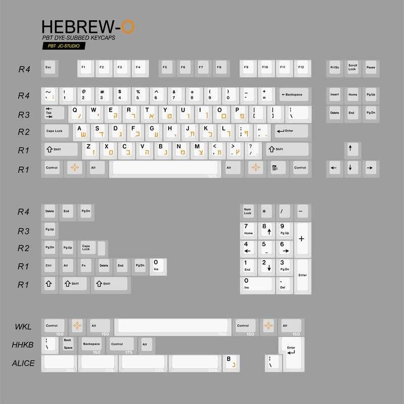 JC Studio Hebrew Sub Legend PBT Dye Sublimation Cherry Profile Retro ...
