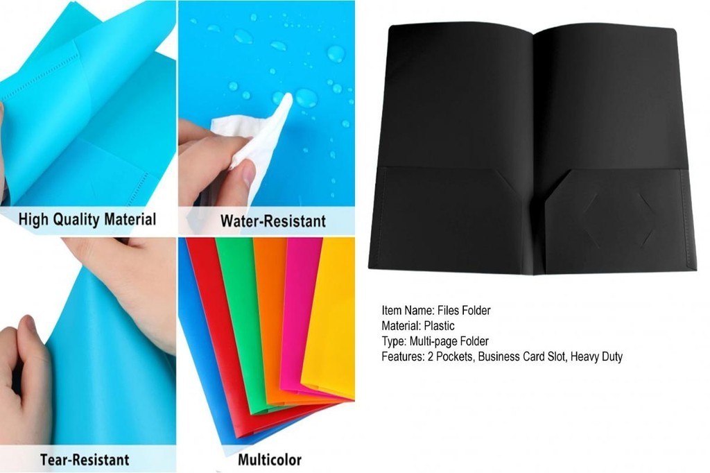 SIM| Two Pocket Folders Standard Letter Paper Folders Premium Plastic ...