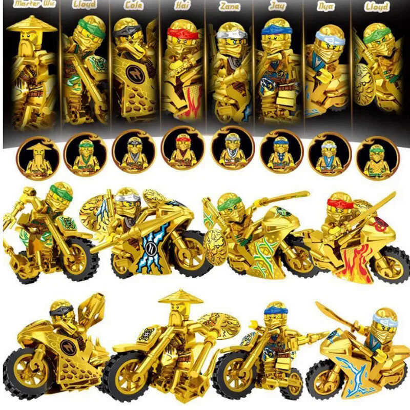 TAKARA TOMY Anime Characters 8 Piece Ninja Motorcycle Blocks Mini Doll ...