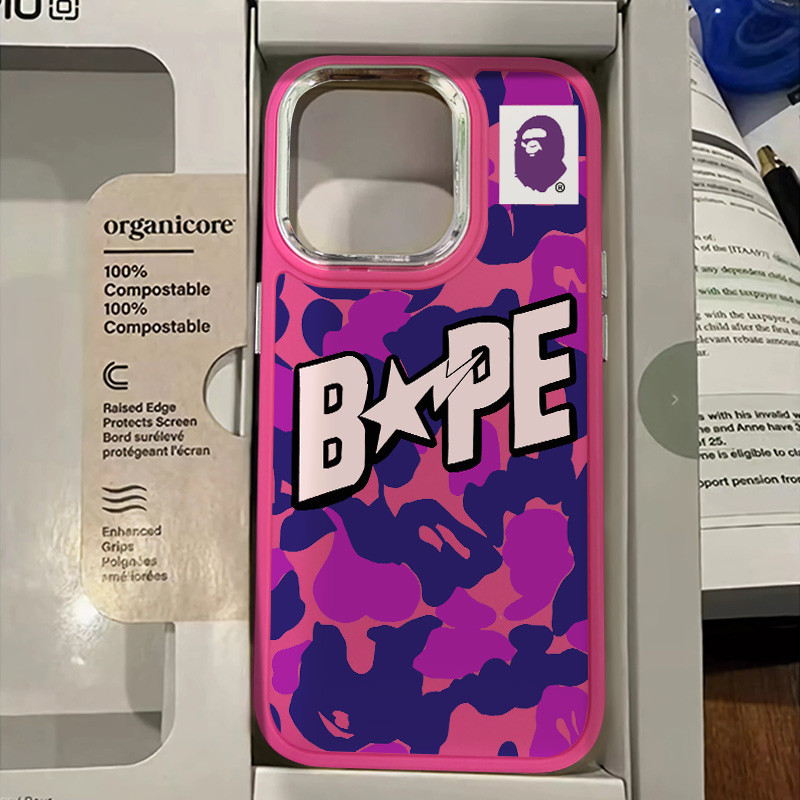 New Camouflage Purple BAPE Pattern Phone Case Compatible for IPhone 15 14 13 12 11 Pro X XR XS ...