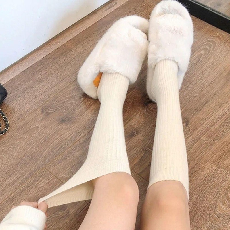 Fashion Women Long Socks Casual Over Knee High Knitted Calf Socks ...
