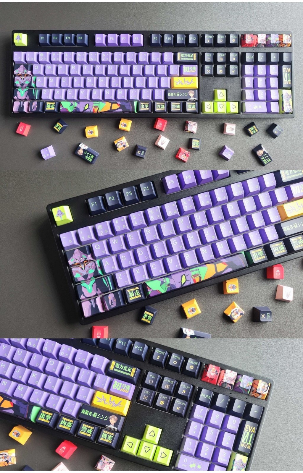 126 Keys EVA Keycap Cherry Profile PBT NEON GENESIS EVANGELION Five ...