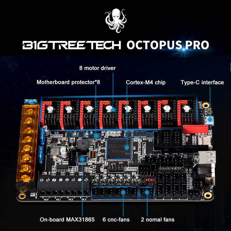 BIGTREETECH Octopus Pro V1.0 3D Printer Motherboard 60V 8-Axis Support ...