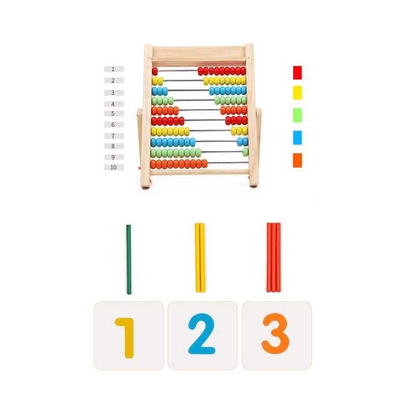 Wooden Abacus Miatoo 10 Row With Multi Color Beads Math Manipulatives ...