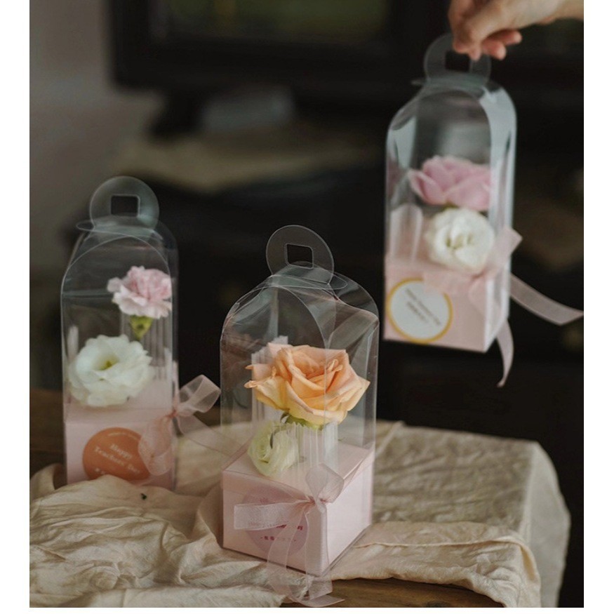 Transparent rose box, plastic flower shop packaging box | Shopee ...