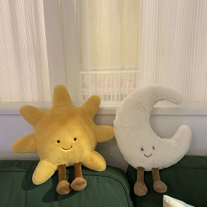 30/48cm White Moon Yellow Sun Plushie Stuffed Cute Cartoon Weather ...