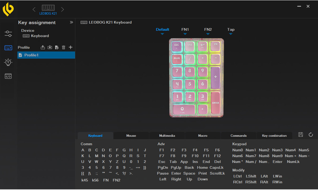 LEOBOG K21 Bluetooth Number Pad Mechanical Numeric Keypad 21 Key ...