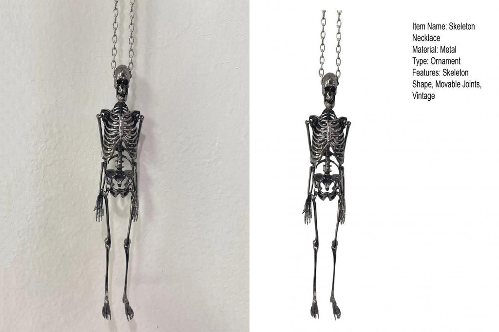 greatdream| Metal Skeleton Pendant Halloween Skeleton Necklace Vintage ...