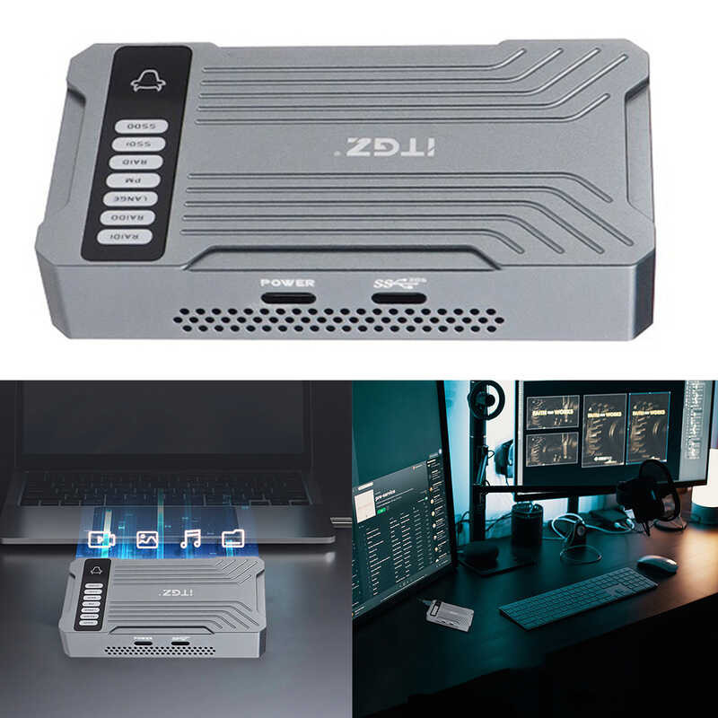 M.2 NVME SSD RAID Case Array Mobile Hard M-key Dual Bay Solid State ...