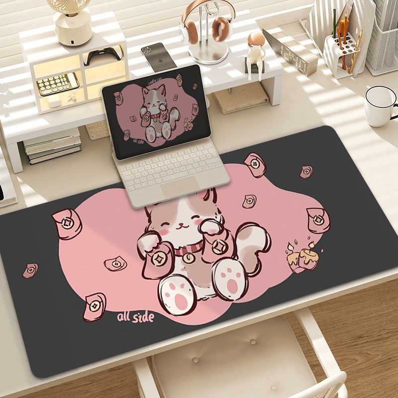 Cartoon Cat Mouse Pad Super Large Game Mouse Pad Girl Heart Cute Desk ...