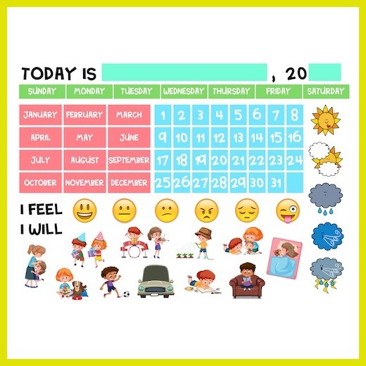 § Daily Calendar Day Date Weather Feelings Activities for KIDS ...