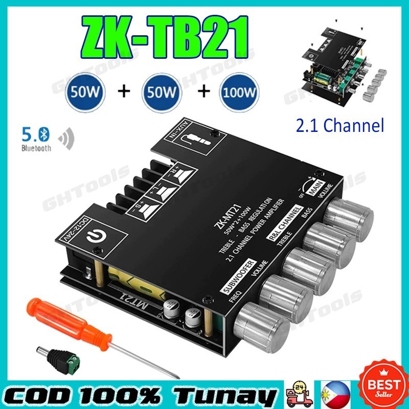 ZK-TB21 Bluetooth 5.0 Subwoofer Amplifier Board 50WX2+100W 2.1 Channel Power Audio Stereo ...