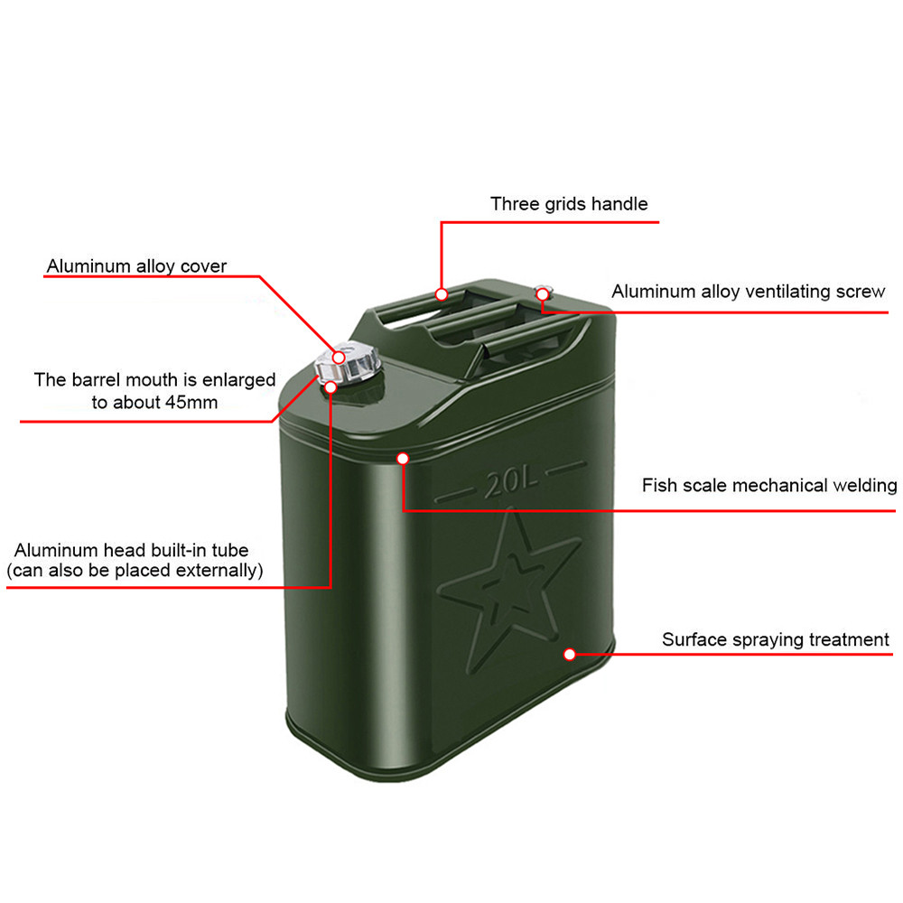 Industrial 10L/20L/30L Metal Car Motorcycle Petrol Gas Diesel Gasoline Fuel Can Jerry Can Tank ...