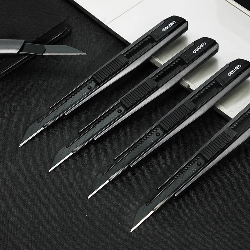 Deli Utility Knife Paper Cutter 9mm Blade Black Auto Lock System 2037S ...