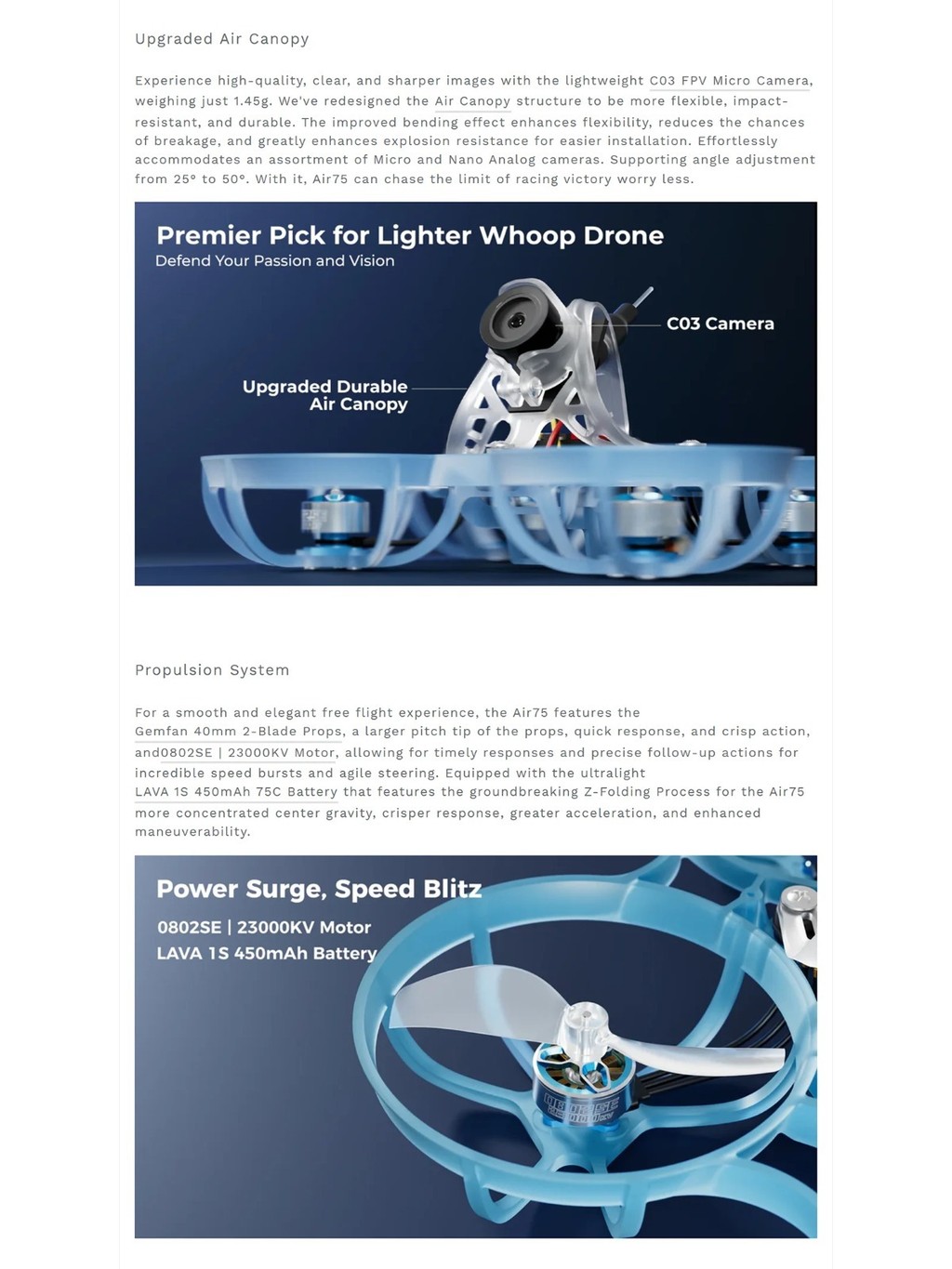 BETAFPV Air75 ELRS 2.4G 5IN1 FC Brushless Whoop Quadcopter Ultralight 6 ...