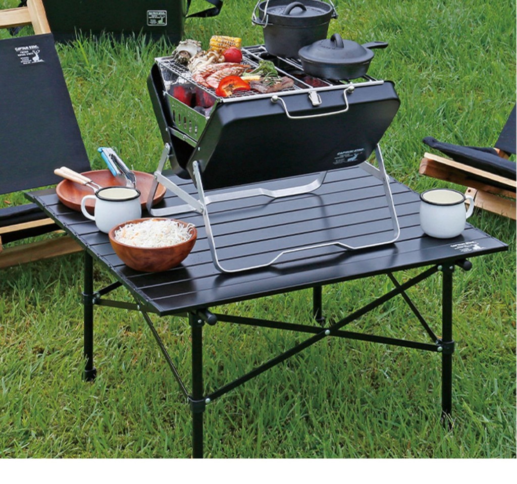 CAPTAIN STAG UG-0077 V-Shaped Fire Grill CS Black Label Folding BBQ Stove Charcoal Firewood ...