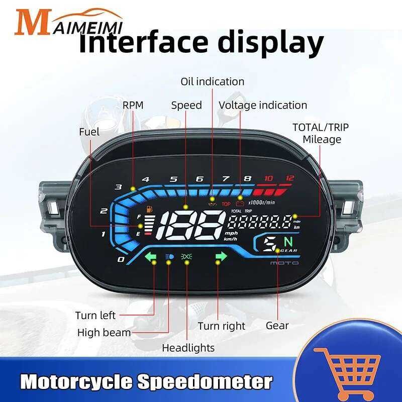C 1 Digital Motorcycle Speedometer Odometer Dashboard Total Mileage ...