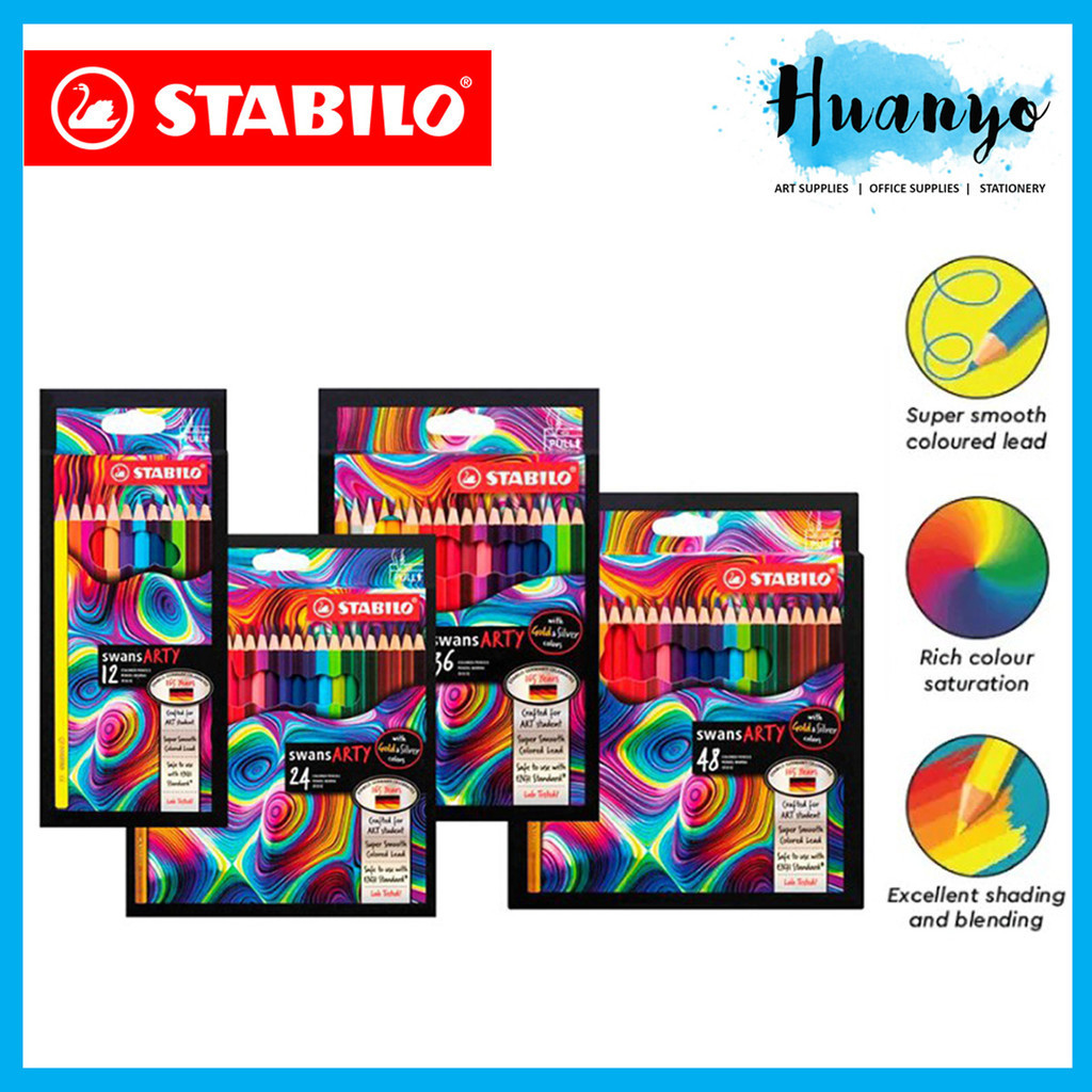 Stabilo Swans Arty Artist Grade Colour Pencil (Color Set of 12 / 24 ...