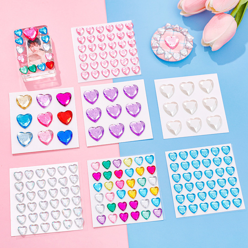 5 Sheets Colorful Acrylic Rhinestone Stickers Scrapbook Deco DIY ...