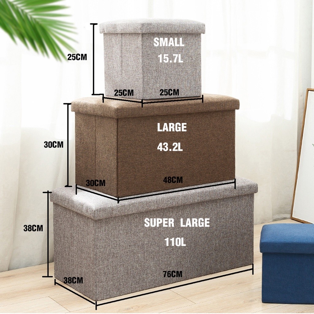 76CM Sofa Storage Box Heavy Duty Ottoman Chair with Storage Organizer ...