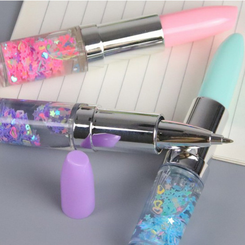 Lipstick Gel Pen Glitter Signature Pen Creative Stationery Ins Girl ...